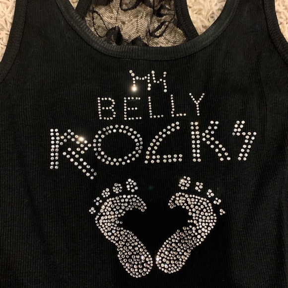 Tops | Bling My Belly Rocks Maternity Lace Tank Top | Poshmark